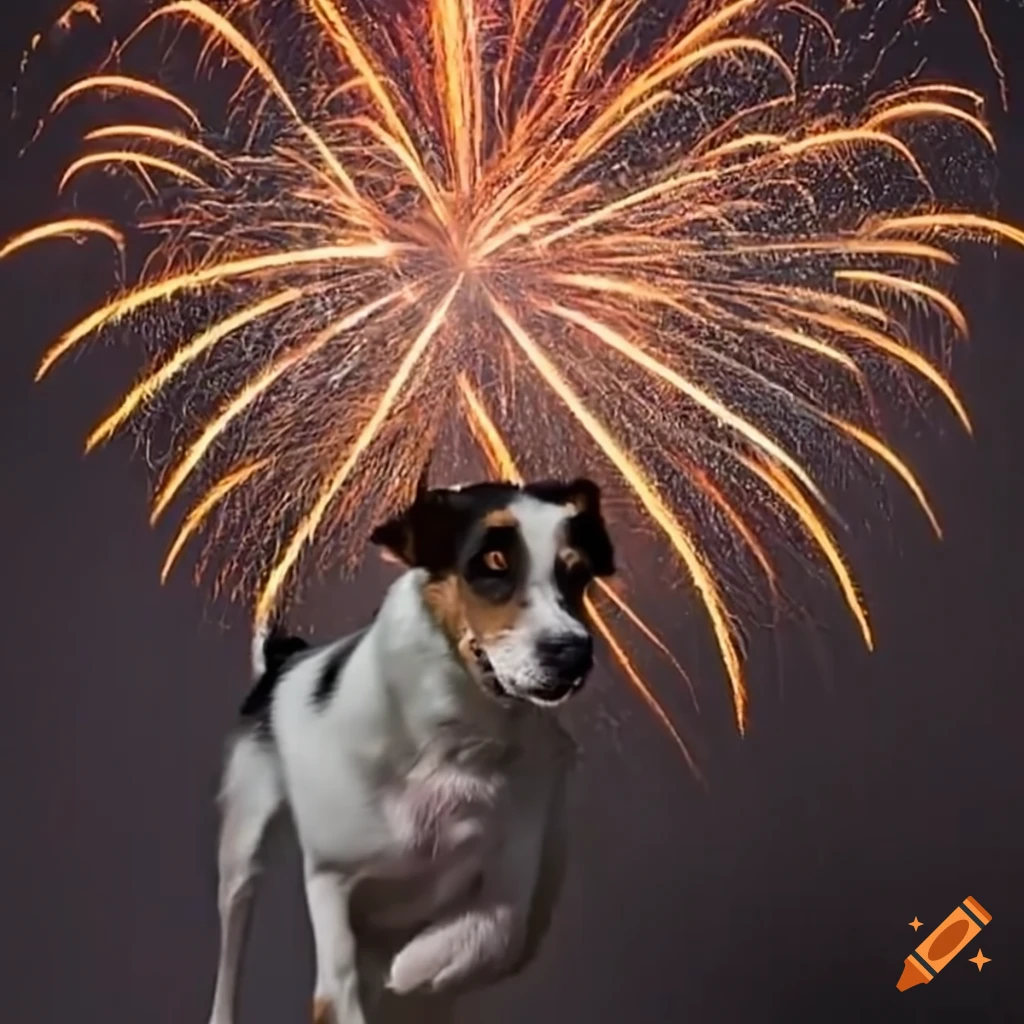 Dog scared by fireworks on Craiyon