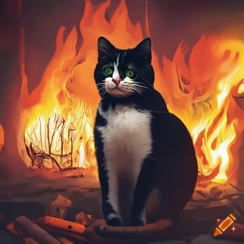 Poster of a cat being rescued from fire
