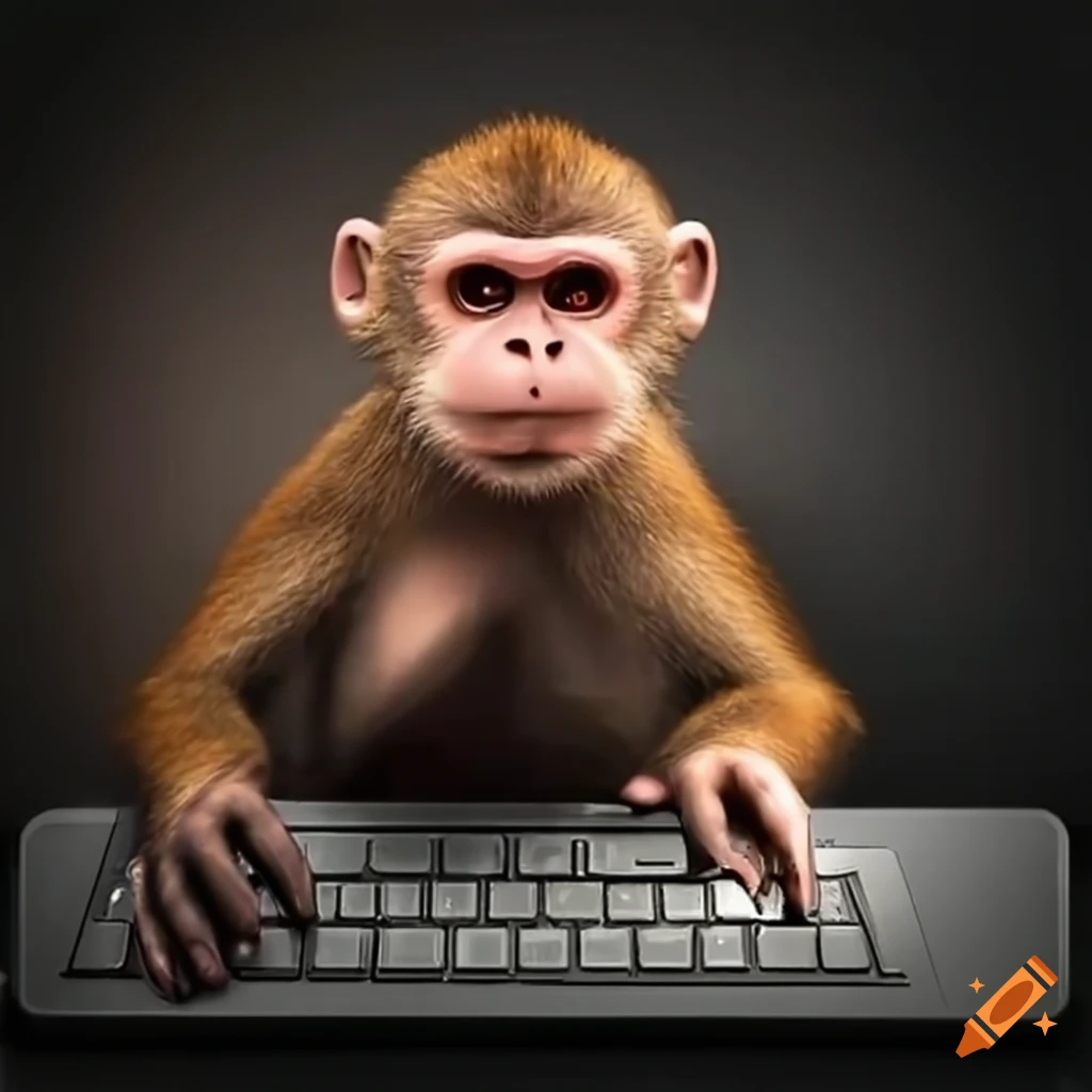Monkey hitting a computer with a hammer on Craiyon
