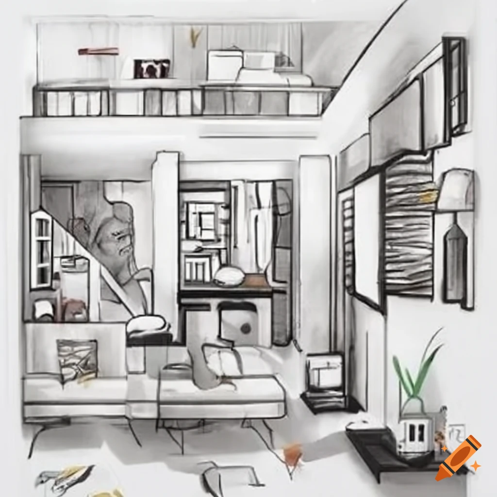 Color-coded floor plan of a 7-room apartment for families