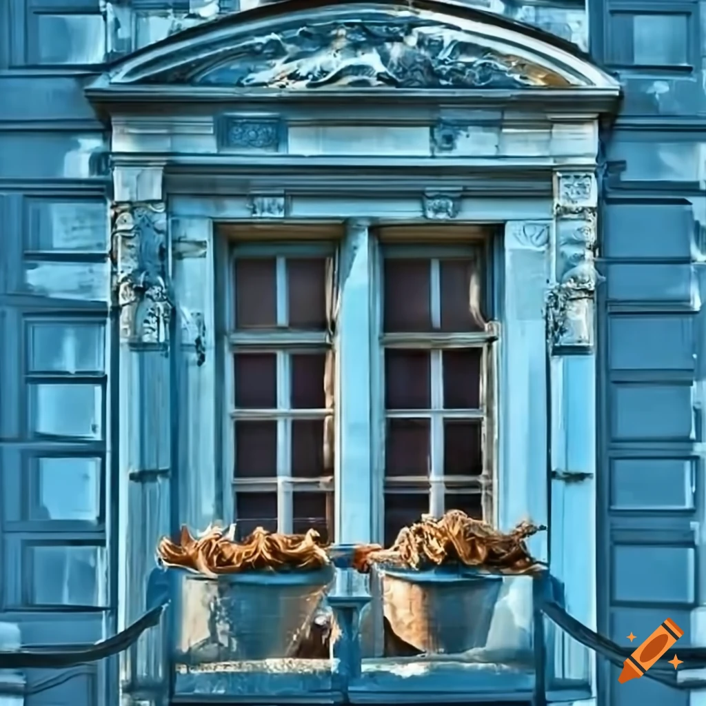 Front view of a blue haussmannien window