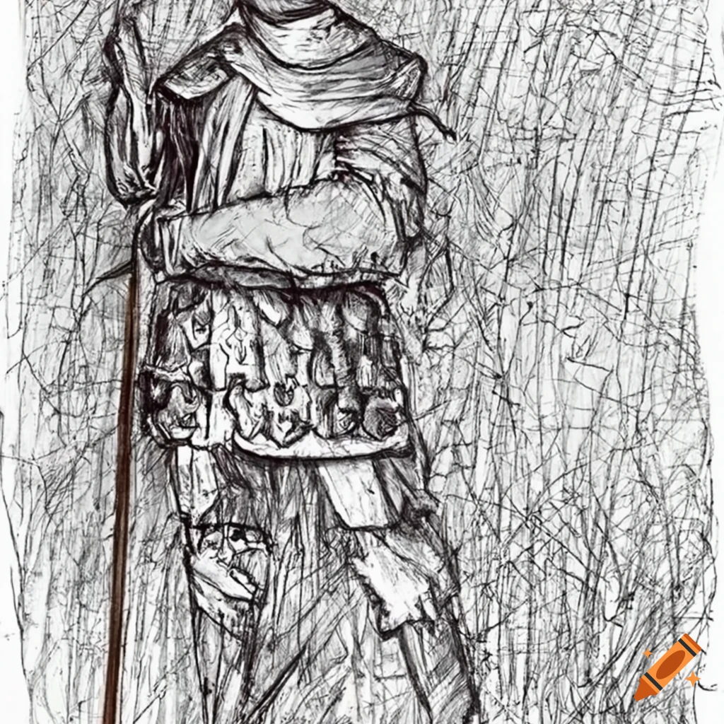 Medieval hunter with white mask