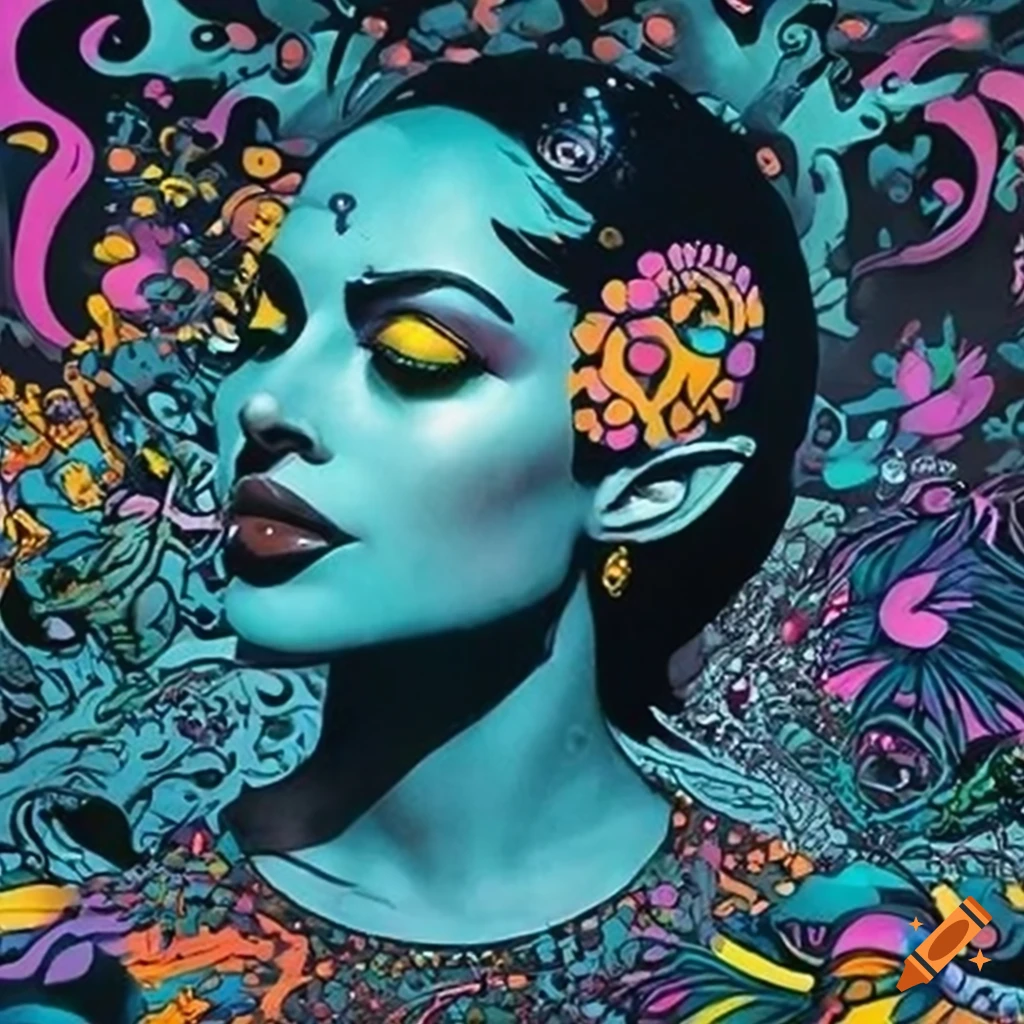 Vibrant psychedelic art influenced by joao ruas, frank frazetta, and ...