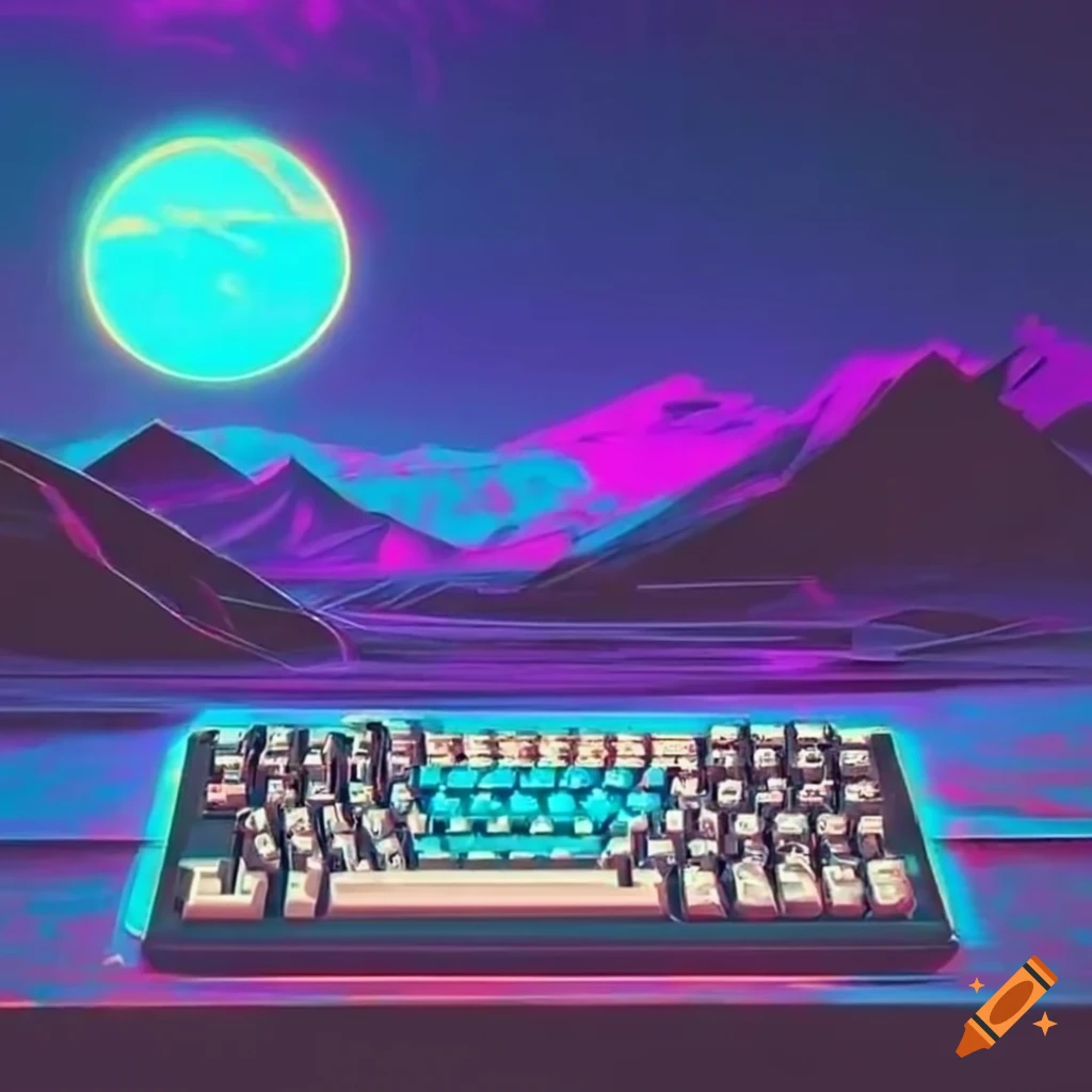 Retro computer chillwave horizon icon