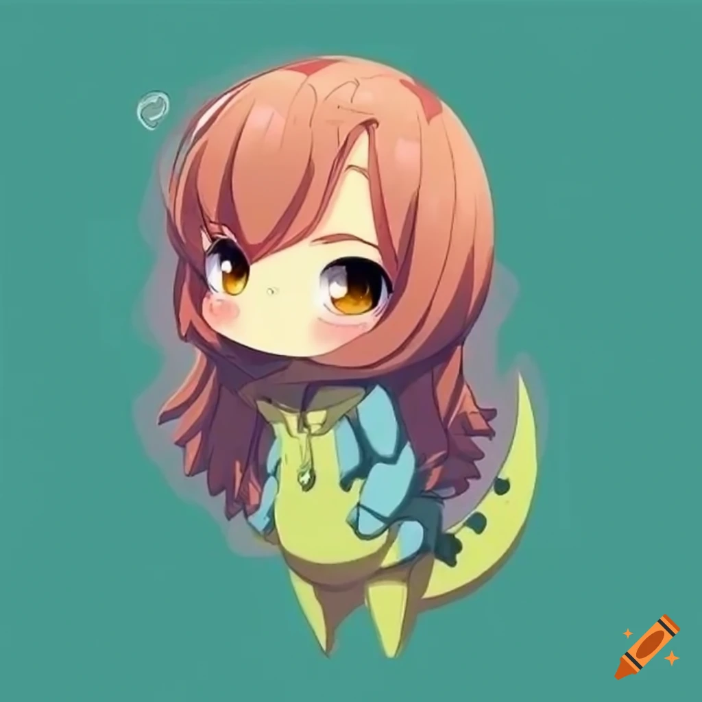 Cute chibi dinosaur illustration
