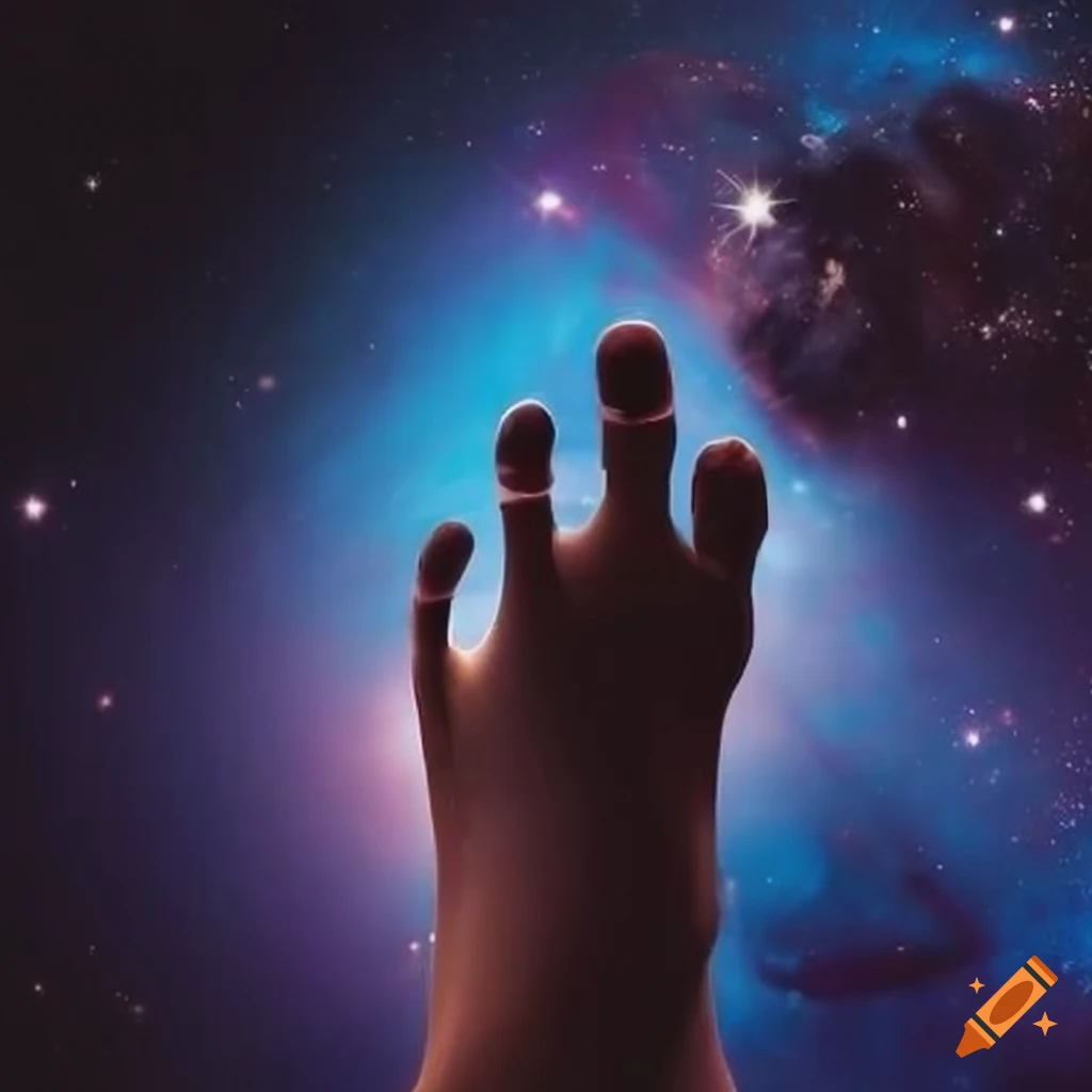 Minimalistic artwork of toes floating in space