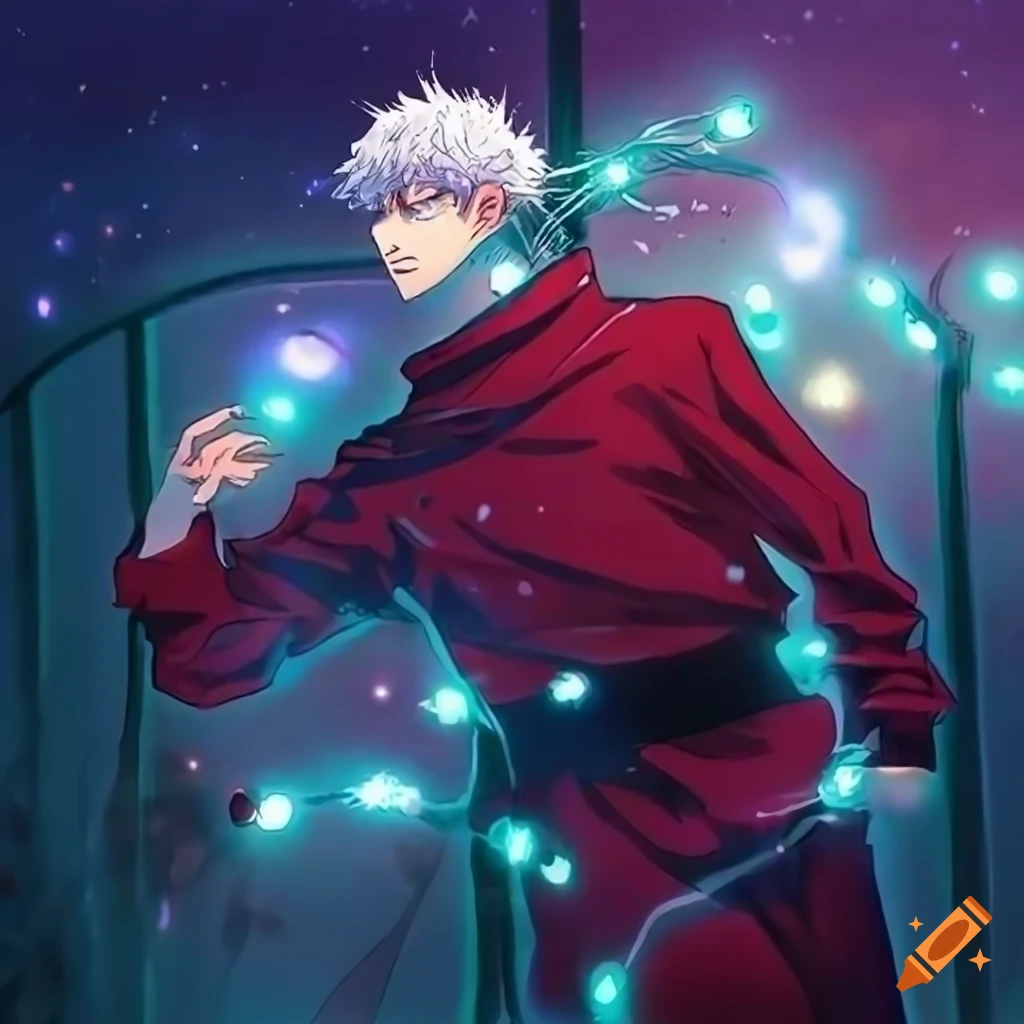 Gojo from jujutsu kaisen in a santa costume