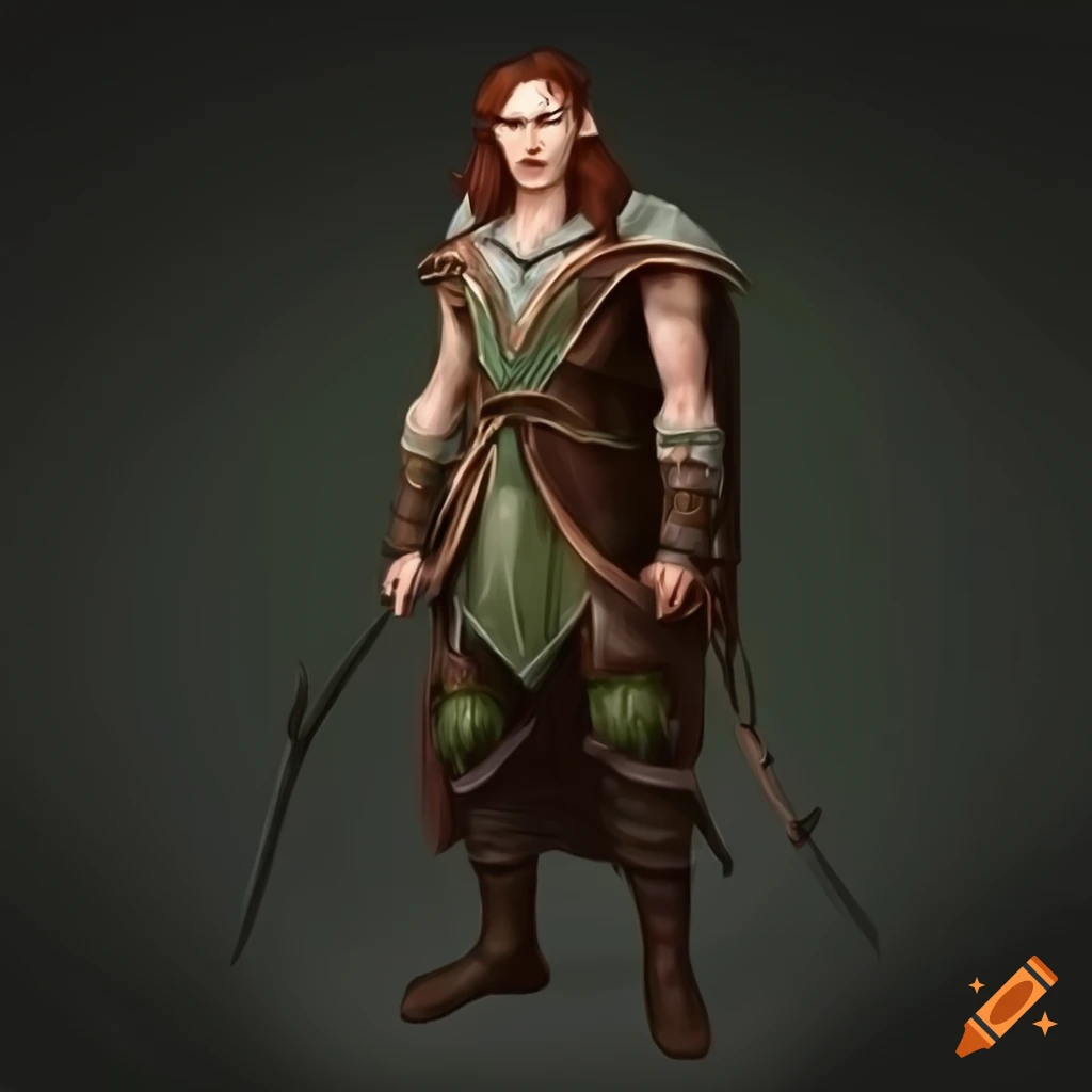 Full body of a male elf ranger