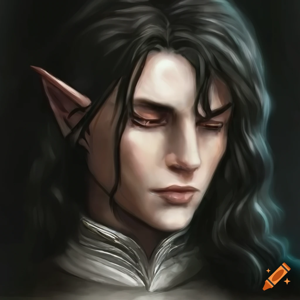 Artwork of a peaceful male elf from tolkien's world