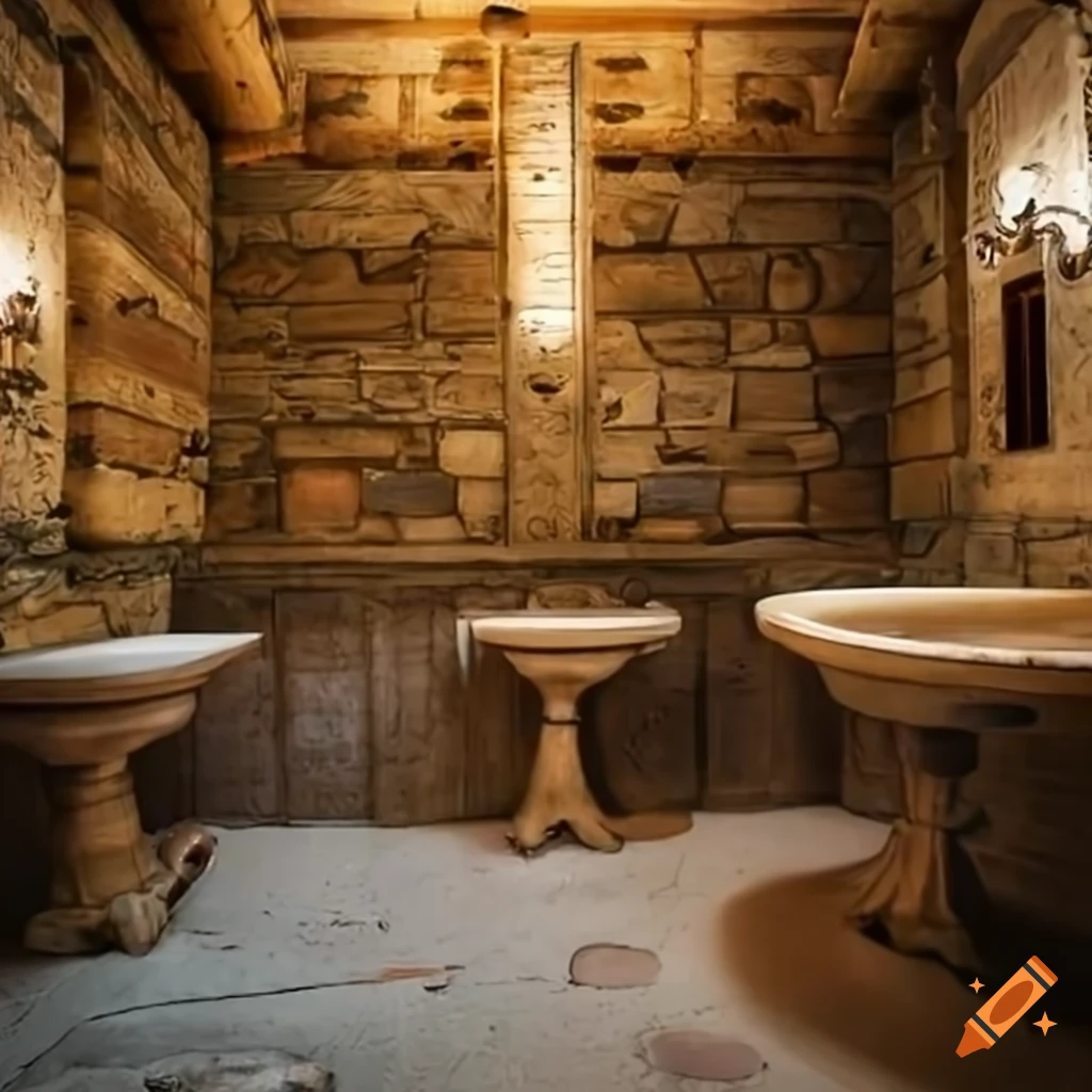 Rustic castle bathroom on Craiyon