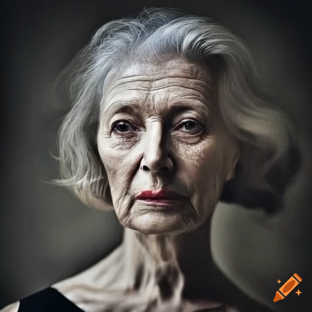 Expressionist portrait of an attractive older woman
