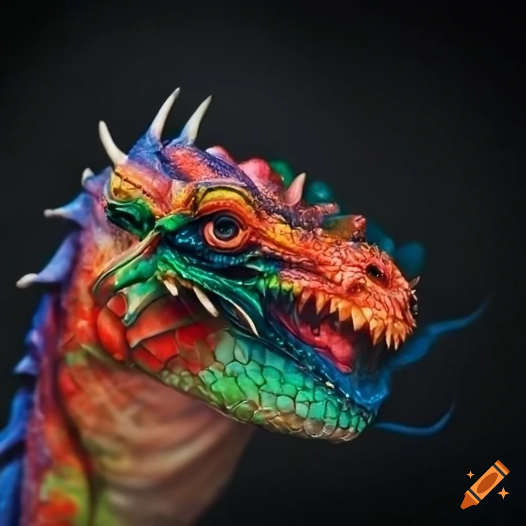 5-headed dragon in various colors on Craiyon