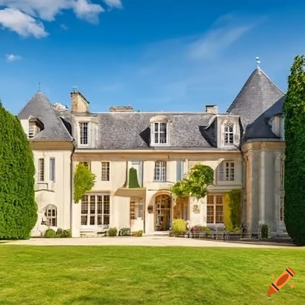 Sunny modern french manor with large windows