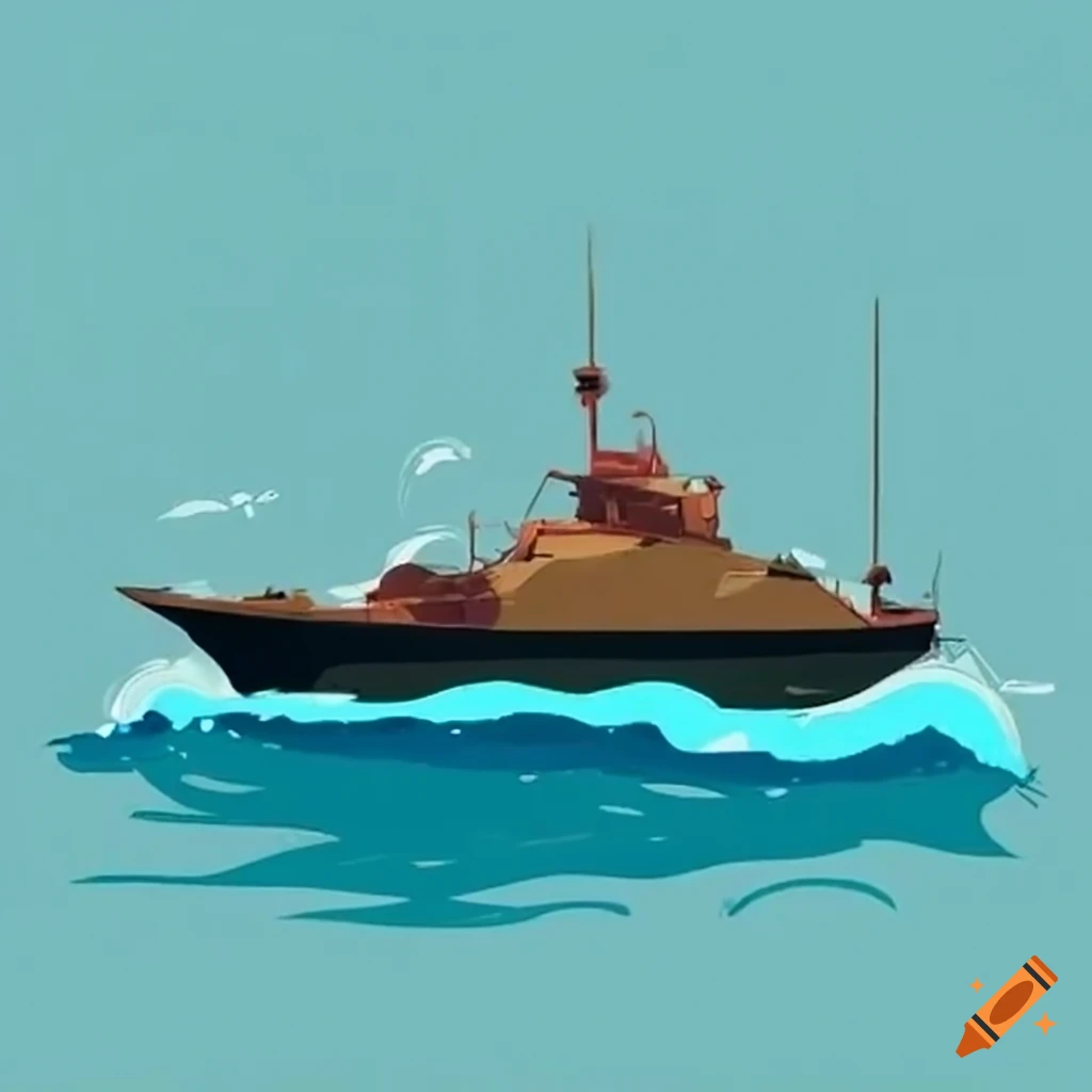 Concept art of a tank transformed into a boat on Craiyon