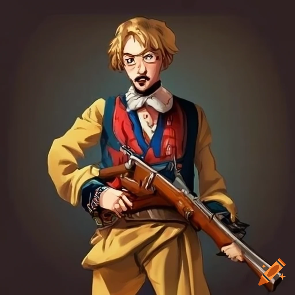 Skinny anime Zouave man with rifle on Craiyon