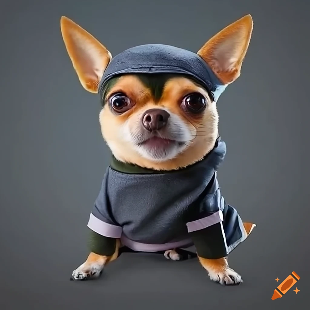 Hyper realistic chihuahua ninja dog