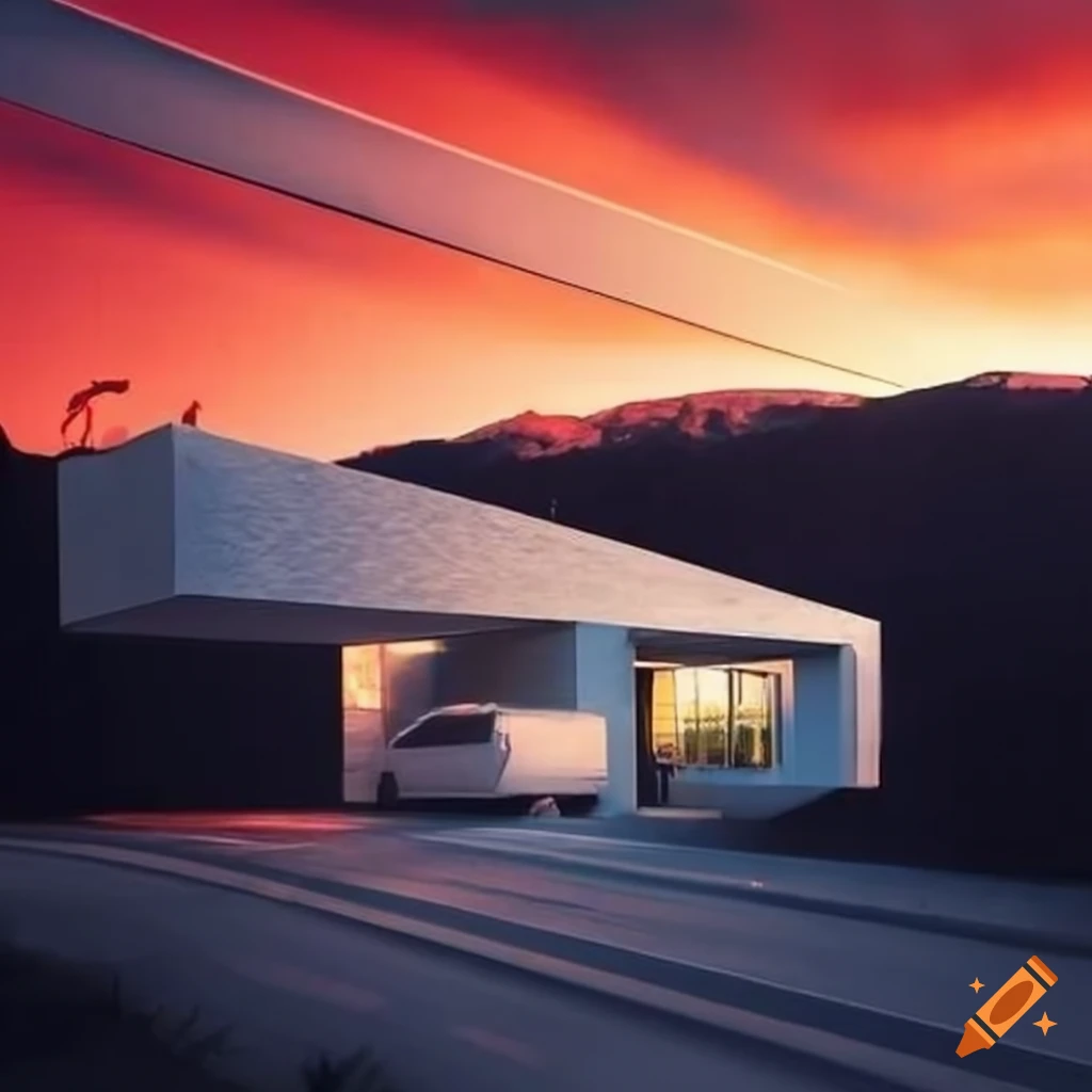 Unusual house in the middle of a freeway