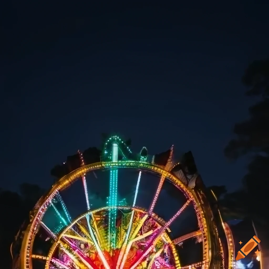 Nighttime carnival in the forest on Craiyon