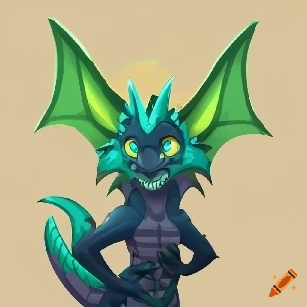 Cool illustration of a male anthropomorphic dragon on Craiyon