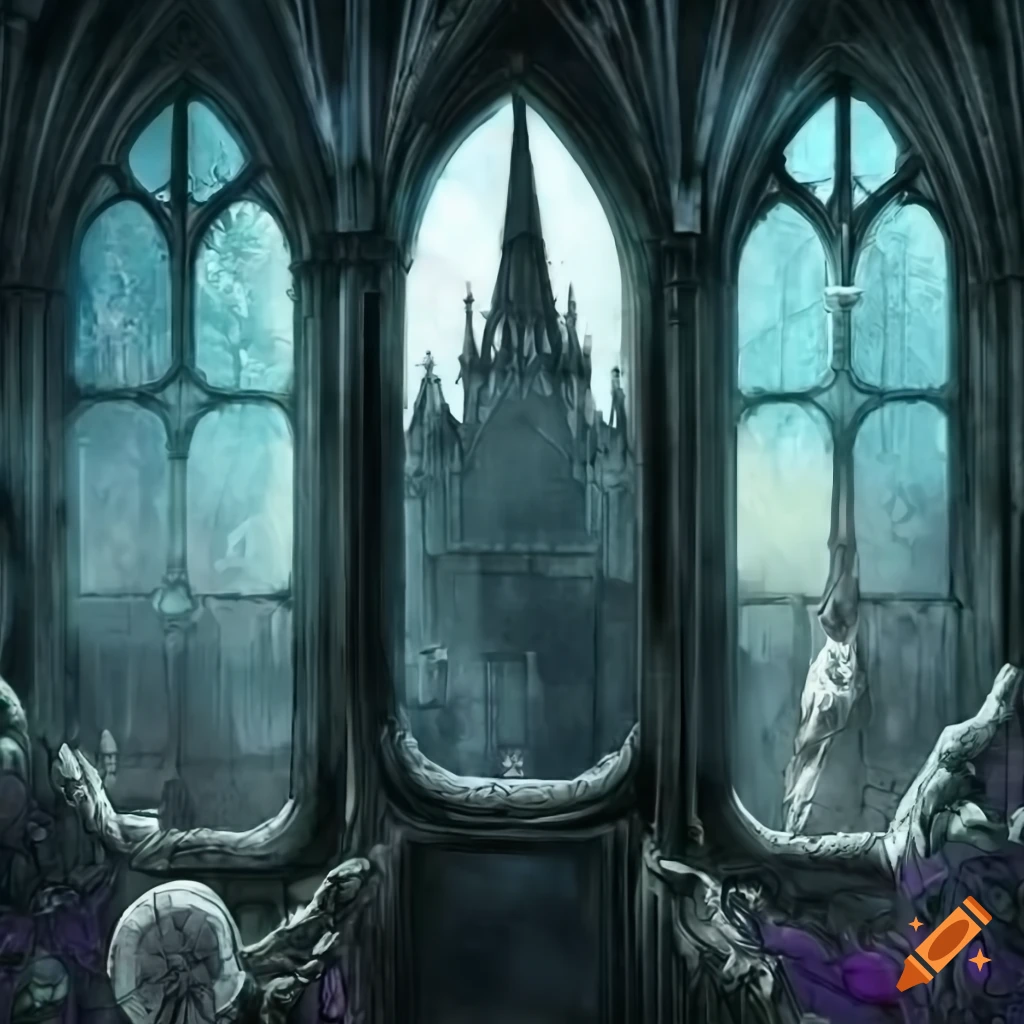 High resolution image of a gothic castle window on Craiyon