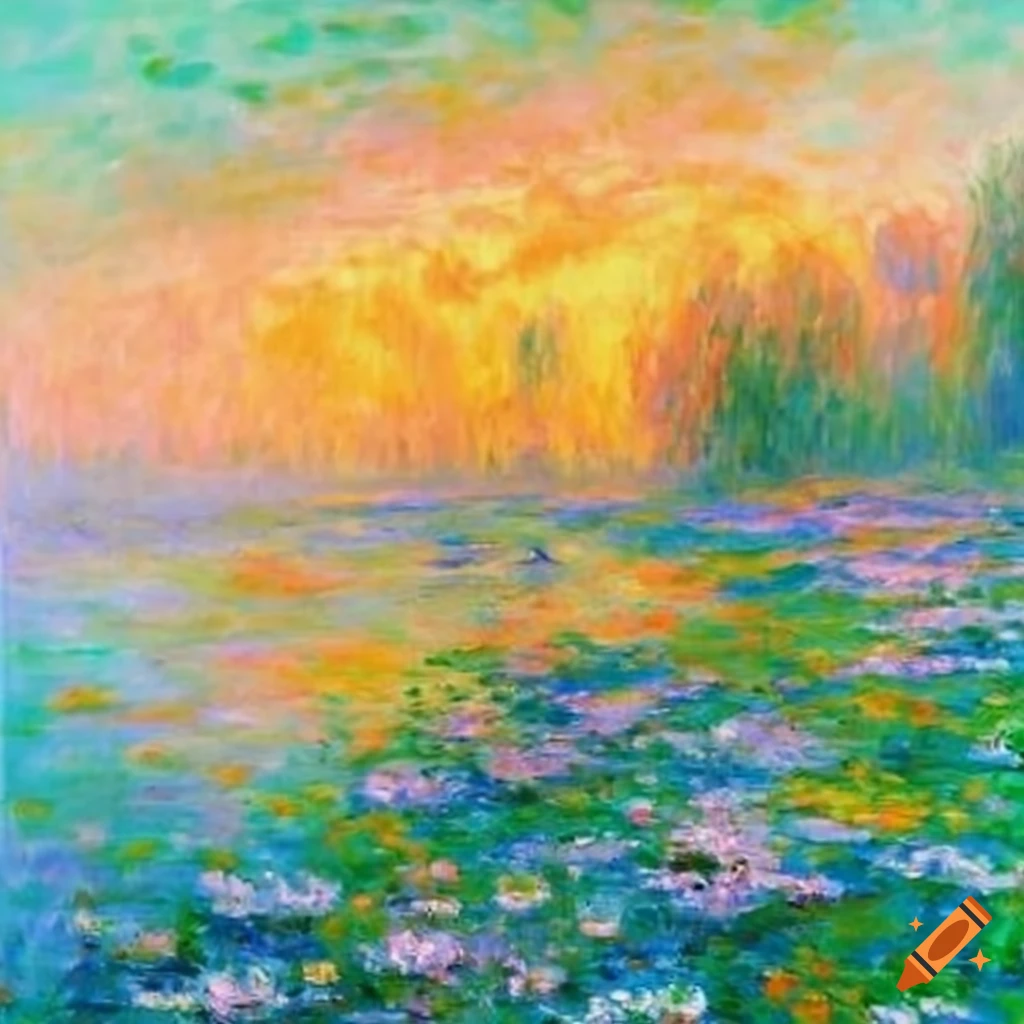Claude monet-inspired painting of a colorful meadow