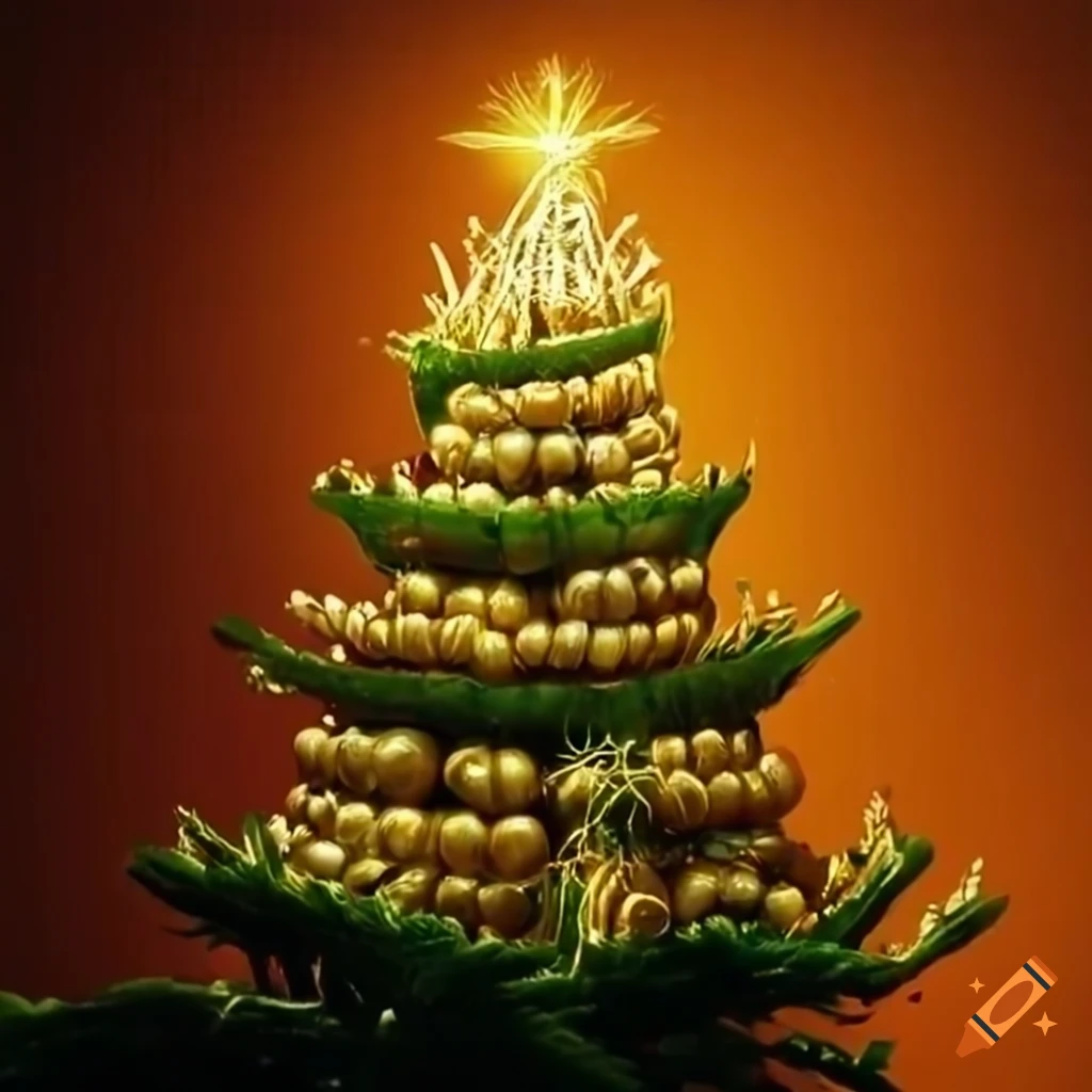 Corn christmas tree in a living room