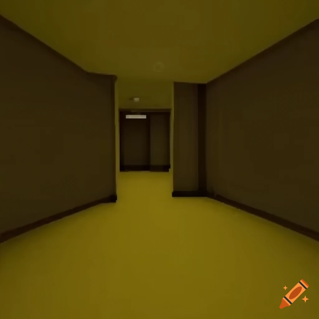 Abstract segmentated rooms with yellow wallpaper