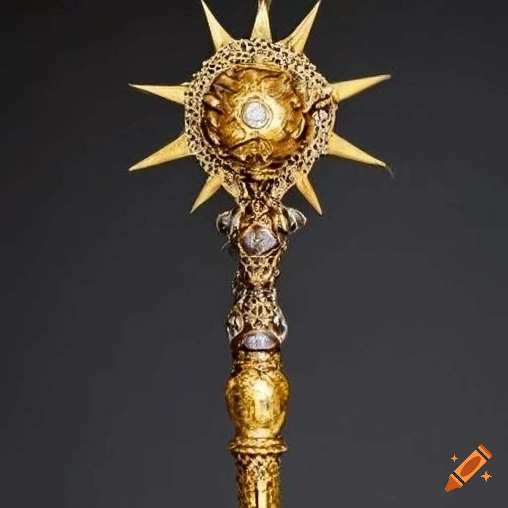 Image of a golden spike covered morning star mace