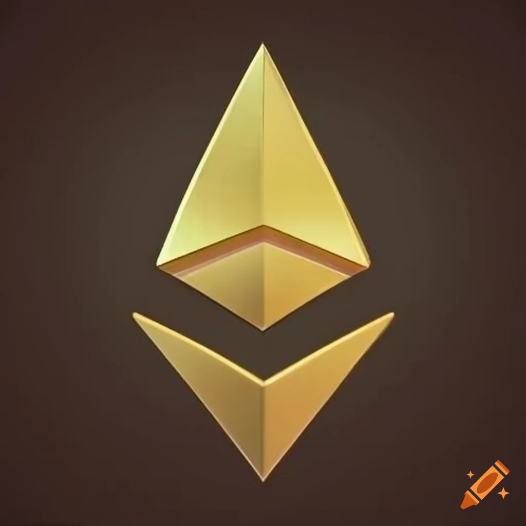 Gold emblem of ethereum cryptocurrency
