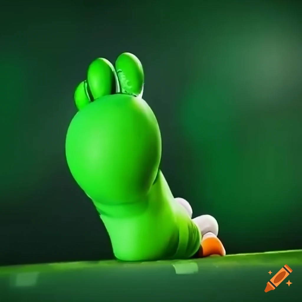 Close-up of Yoshi's green feet on Craiyon