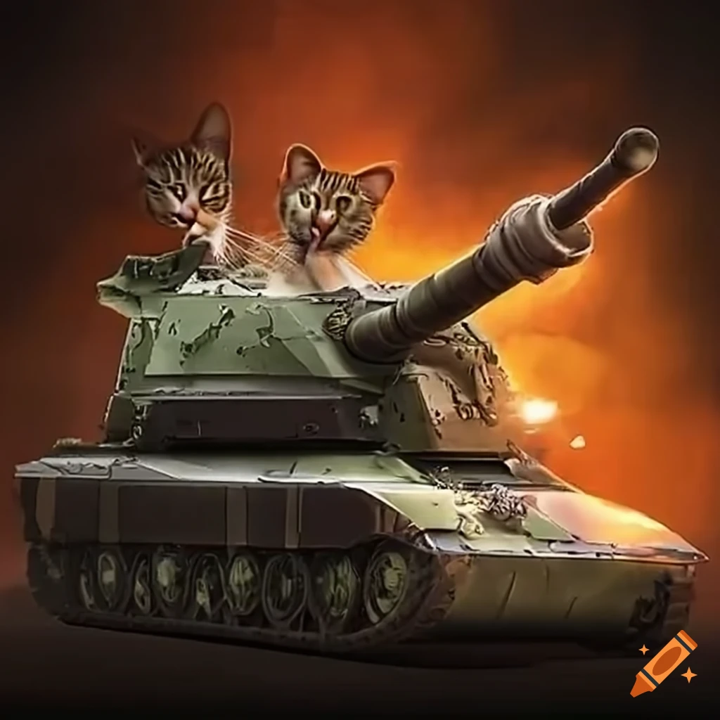 Cats driving a tank