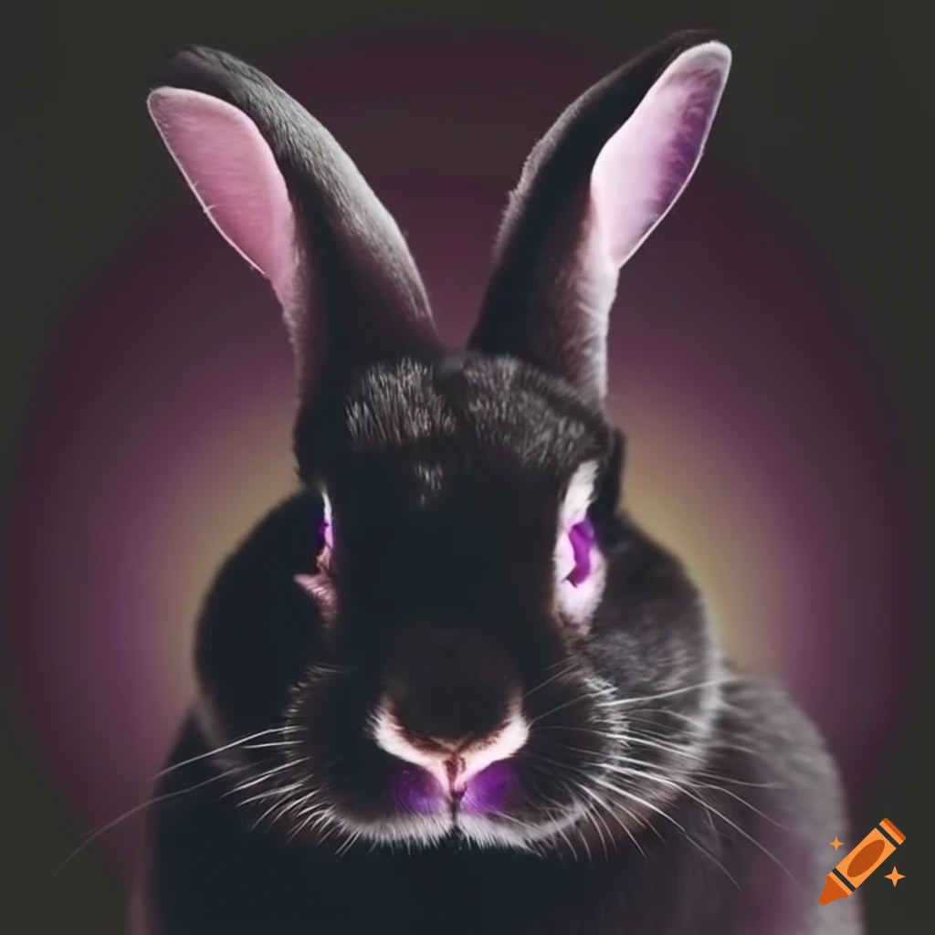 Black bunny with purple eyes on Craiyon
