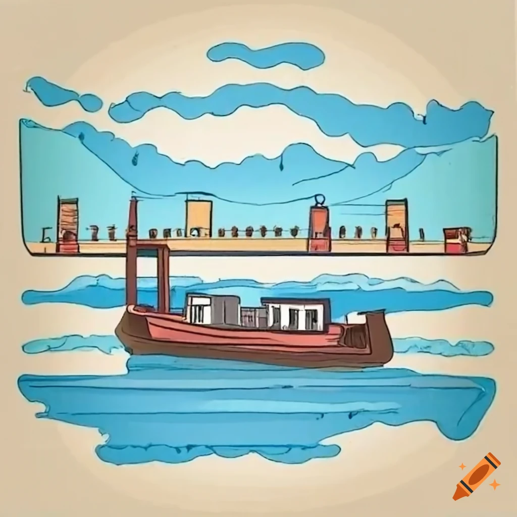 Picture of a canal with locks and barges