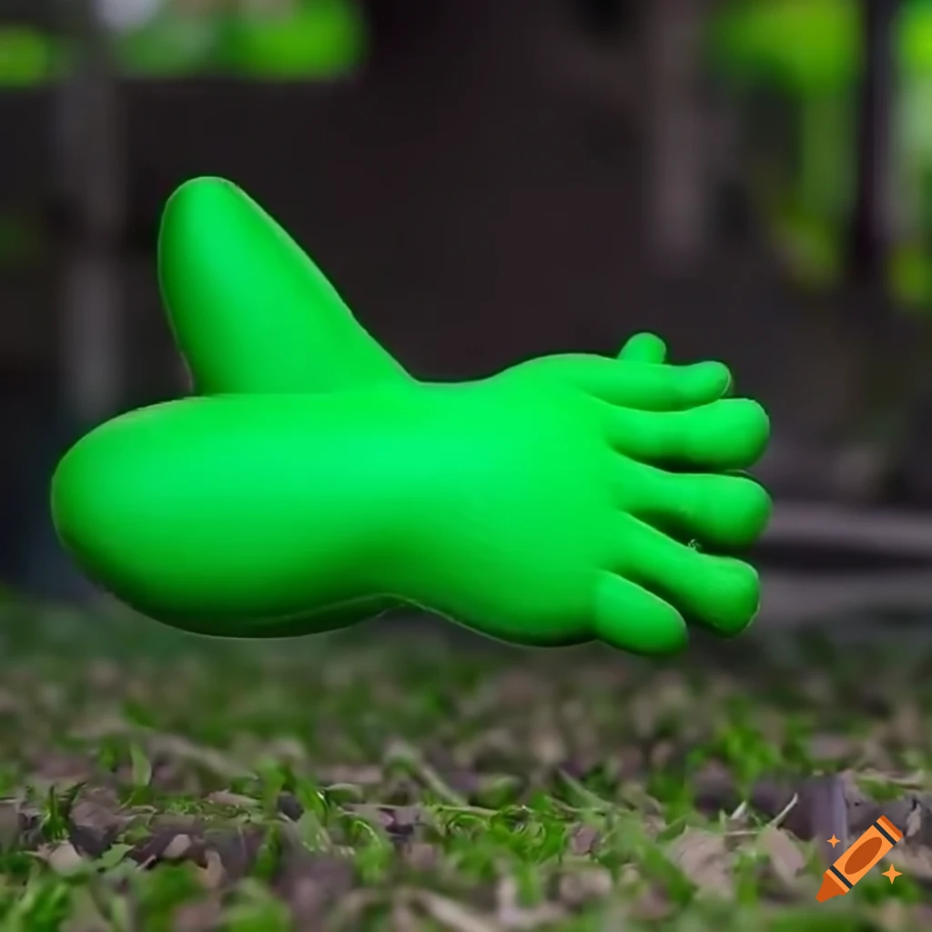 Detailed view of yoshi's big green bare feet