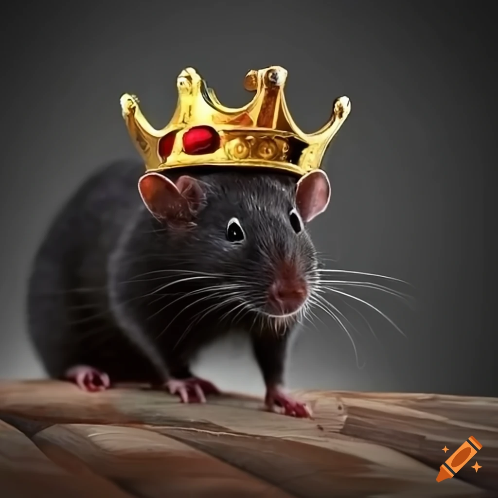 Cartoon of a rat with a king's crown stealing