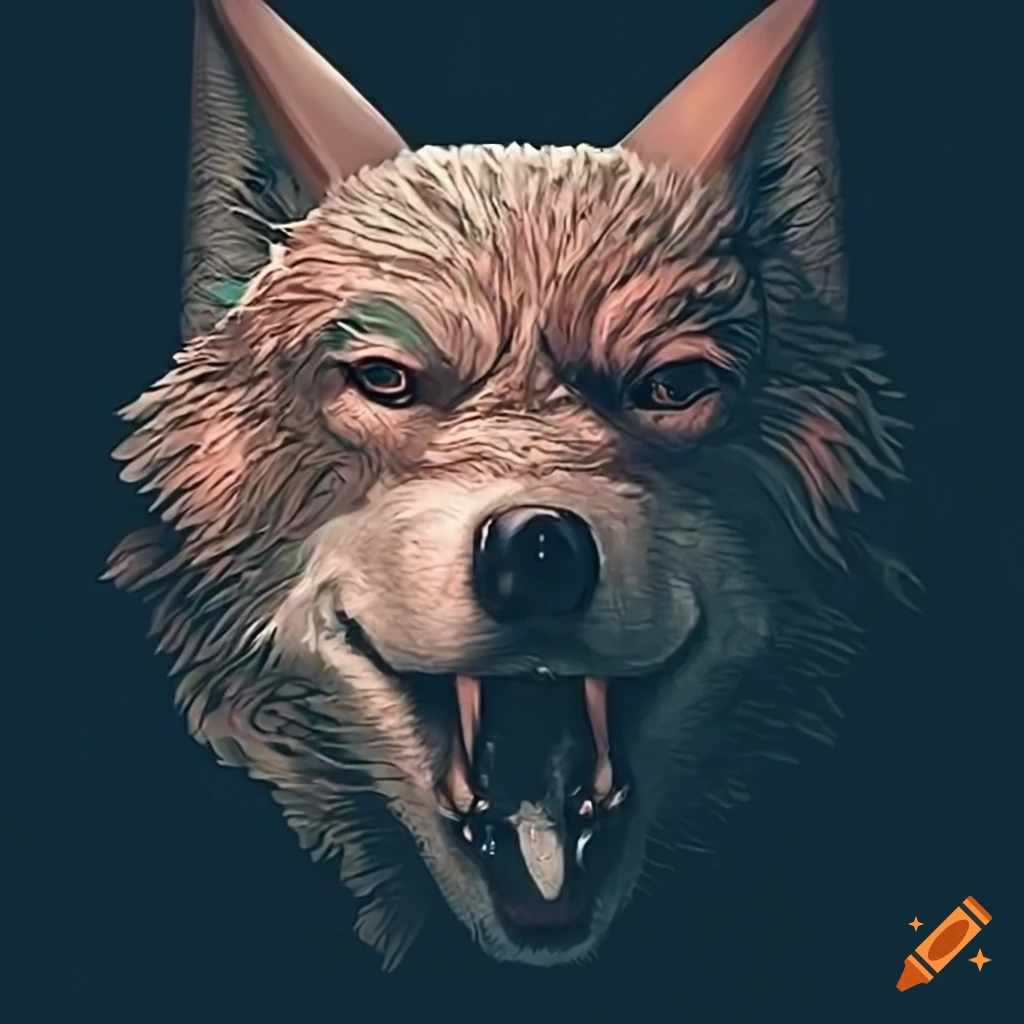 Digital art of a wolf surrounded by money on Craiyon