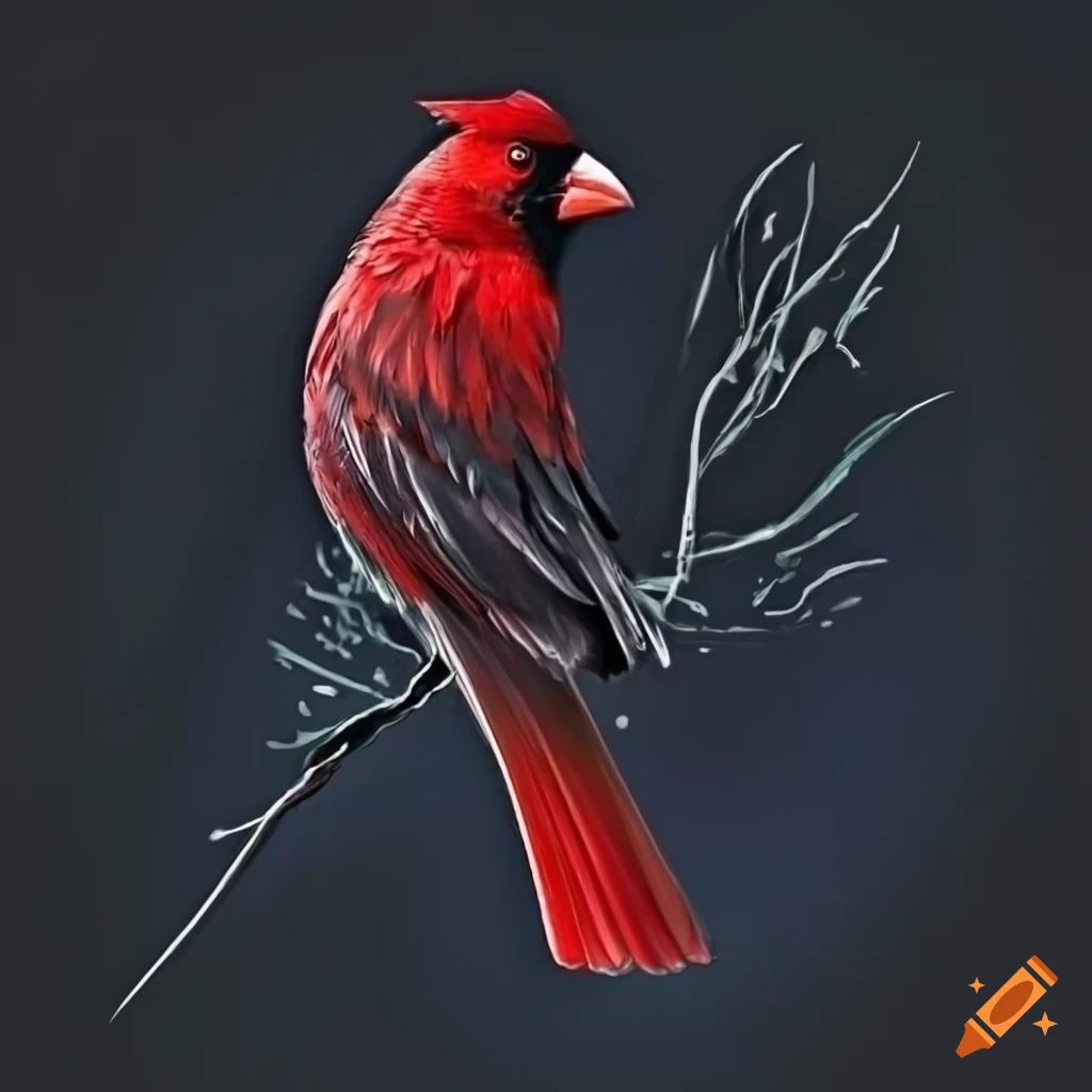 Abstract artwork of a black cardinal