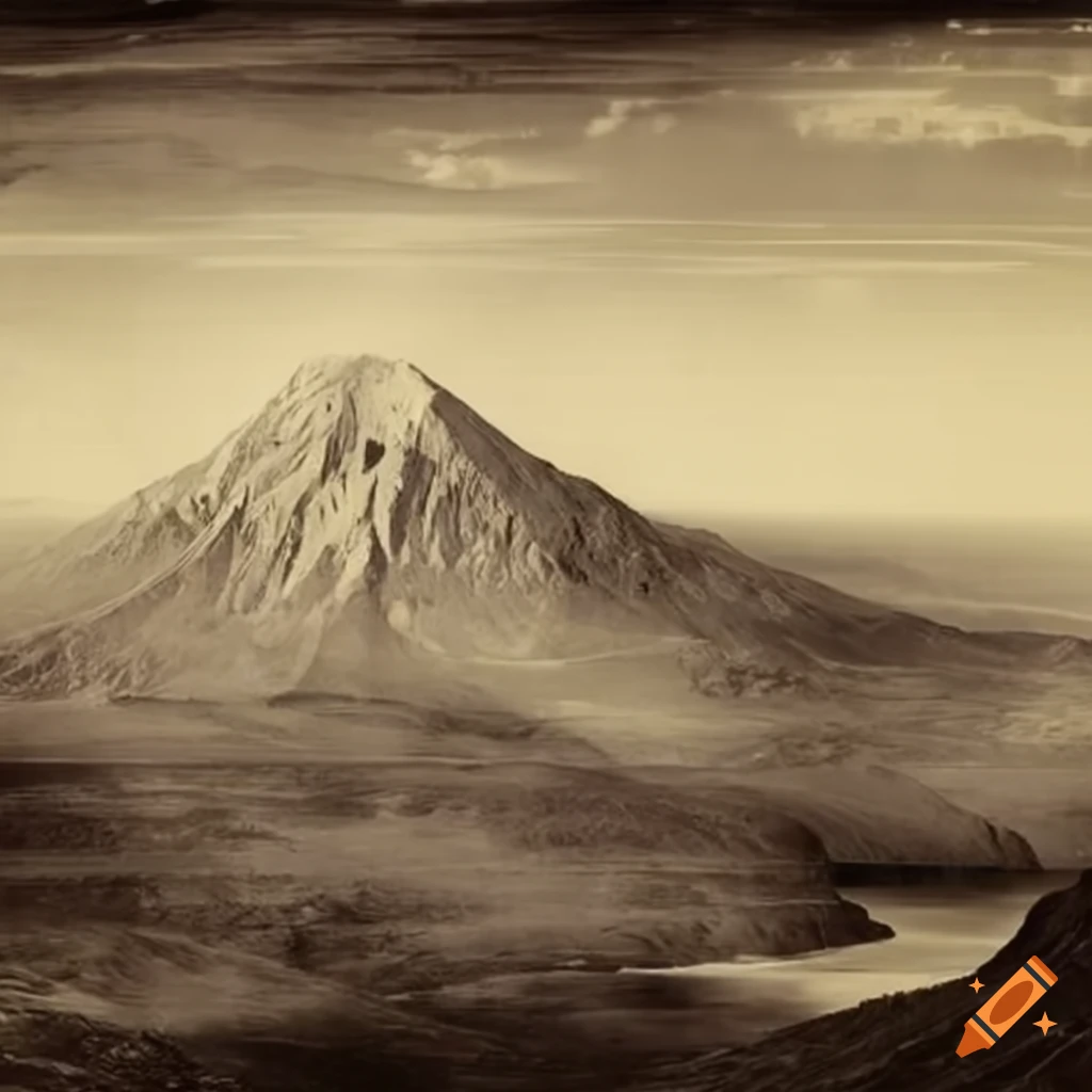 Captivating vintage image of a concave earth landscape