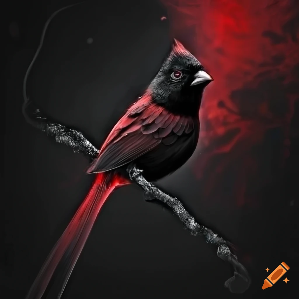 Abstract artwork of a black cardinal
