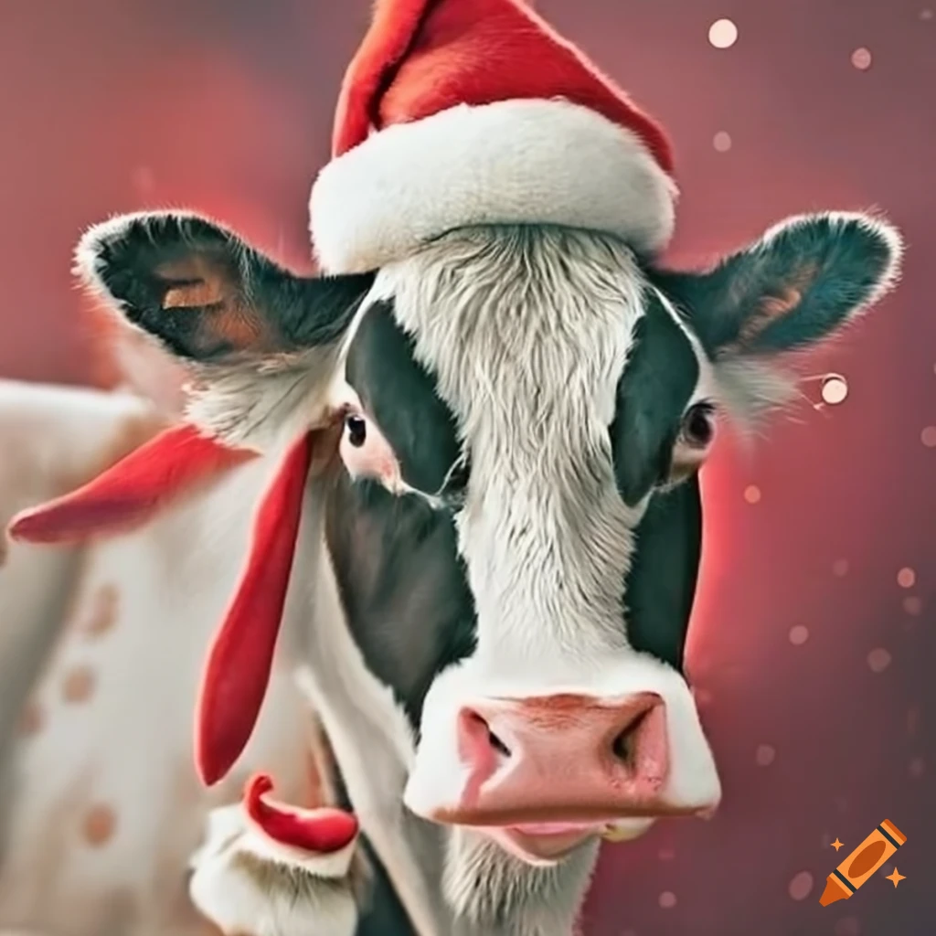 Festive cow with christmas decorations