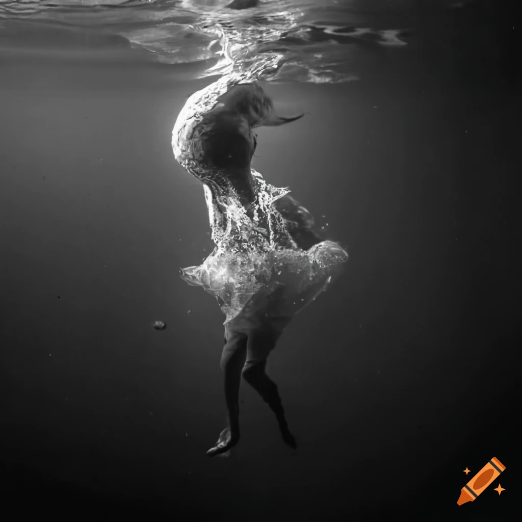 Vintage photo of a person emerging from water