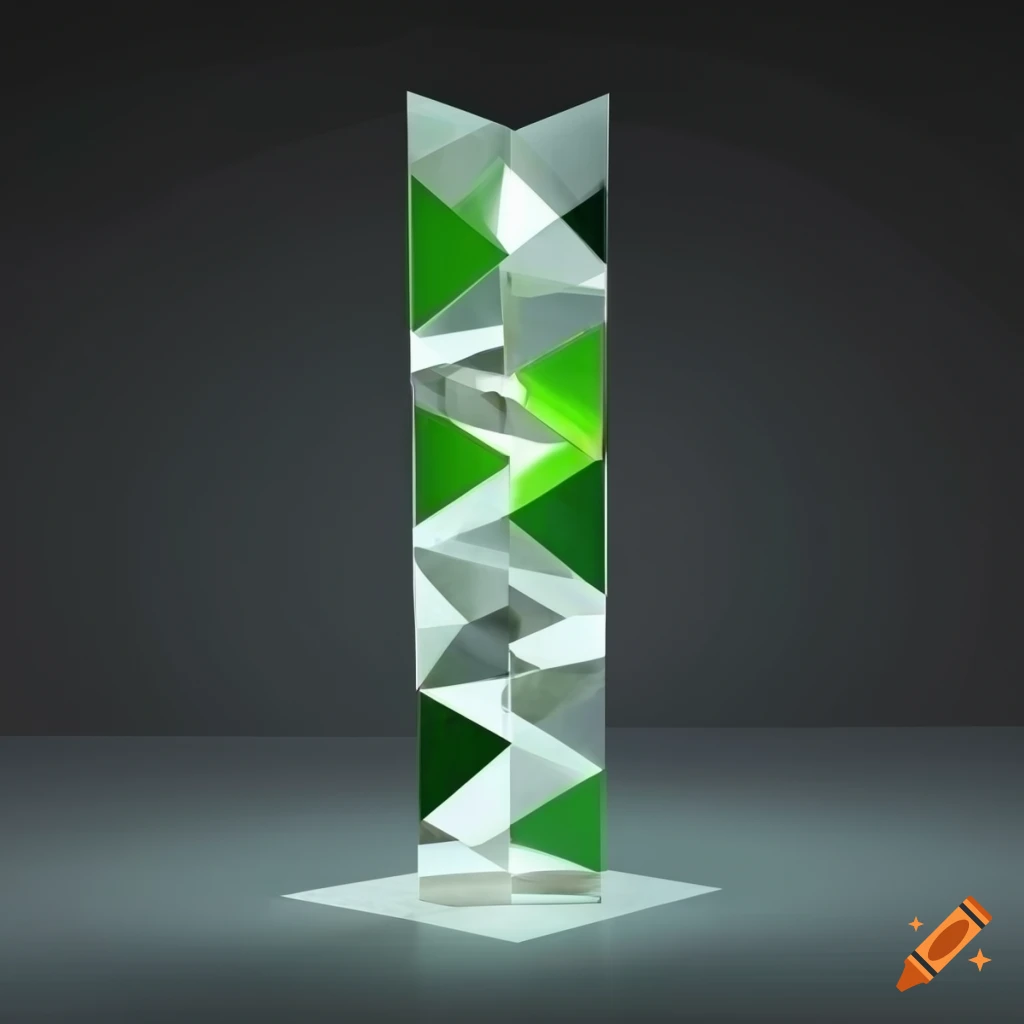 Modernist 3d artwork with transparent geometric figures