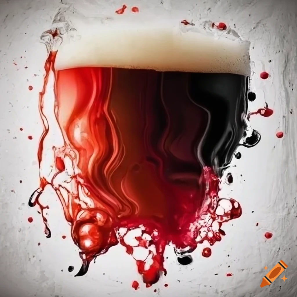 Abstract artwork of beer ingredients in black and red on Craiyon