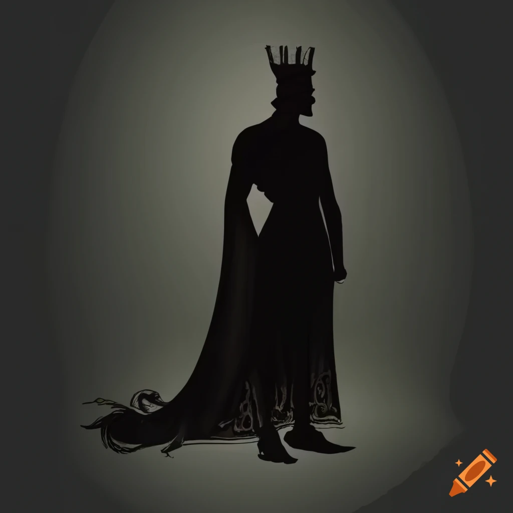 Silhouette of a king standing on Craiyon