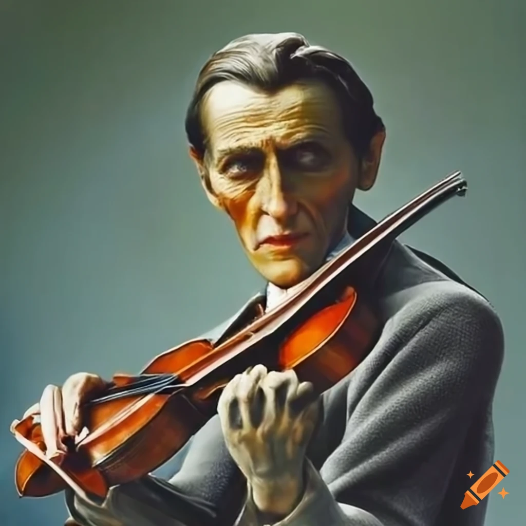 Peter cushing playing a violin