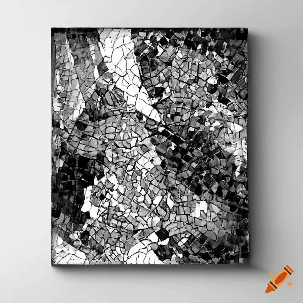 Black and white abstract mosaic painting