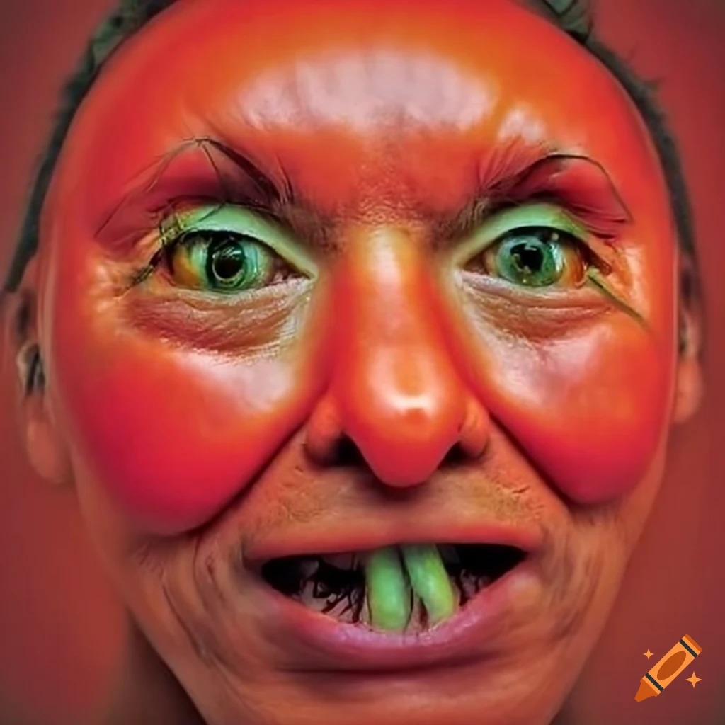 Close-up of a tomato face