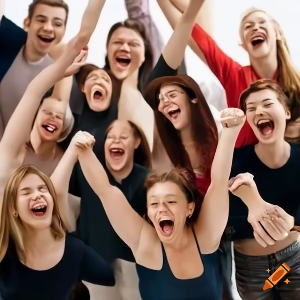 Group of people expressing joy and excitement