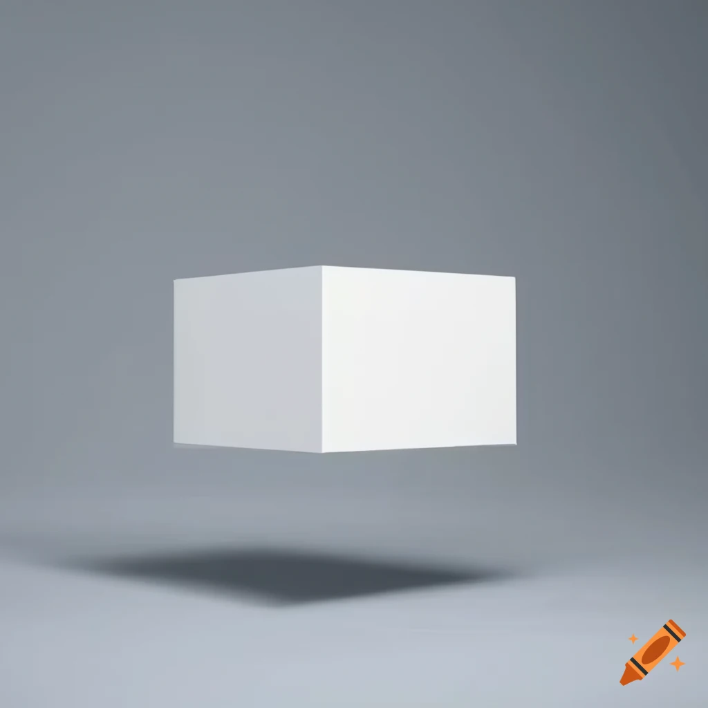 Minimalist 3d artwork of a floating white box