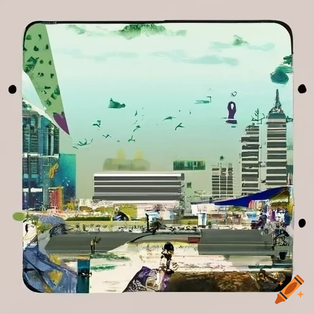 Hooded figures in a post-apocalyptic city album cover on Craiyon